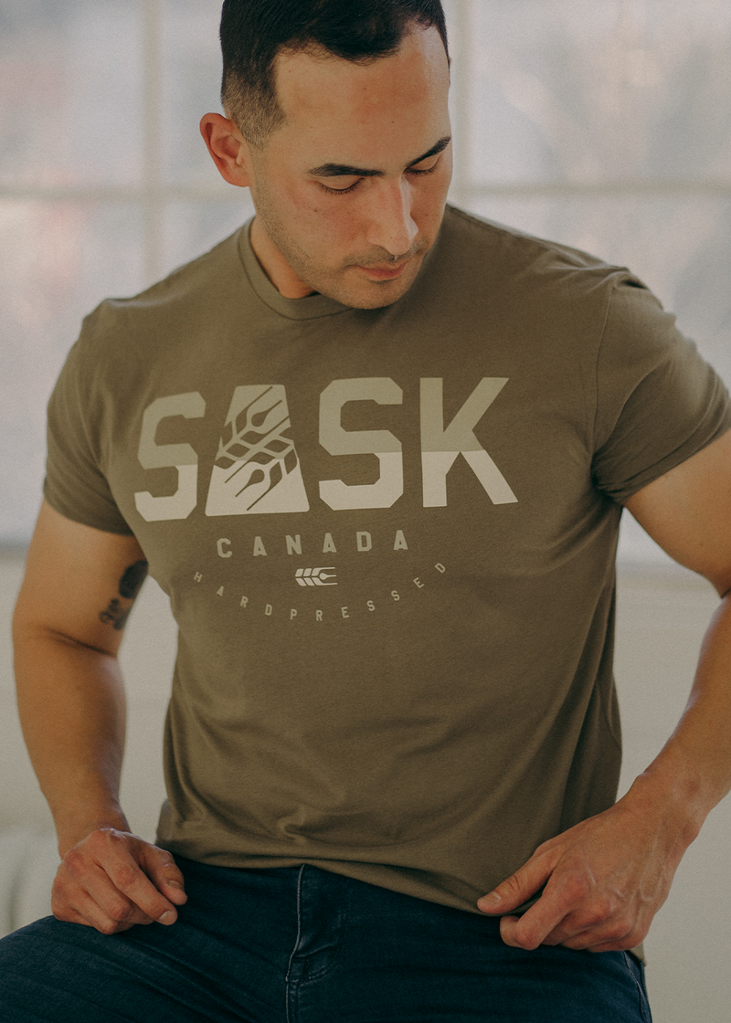 SASK Icon Two Tone Tee | Foliage | Unisex | Hardpressed Print Studio Inc.